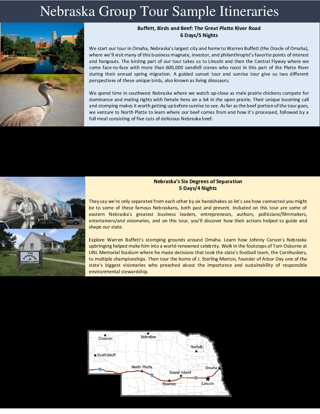 Nebraska Sample Tour Itineraries 2 - The Group Travel Leader | Group ...
